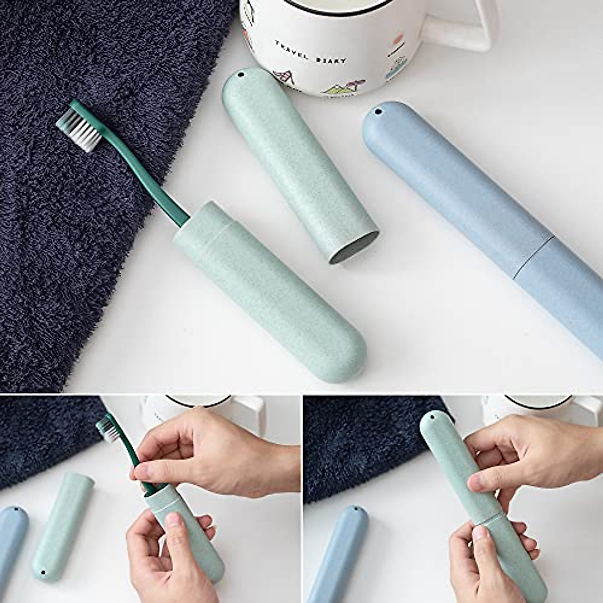 LOVEWEE 2 Pcs Travel Toothbrush Case Box Plastic Portable Toothbrush Holder for Travel, Business, Home, Camping, School (Yellow)