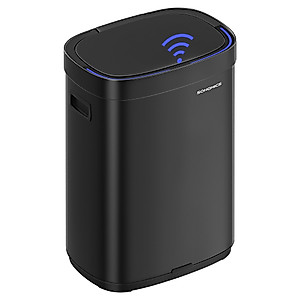 SONGMICS Kitchen Trash Can, 17.2-Gallon (65 L) Motion Sensor Garbage Can, Stainless Steel Trash Bin, Ozone Odor Control, Stay-Open, Ink Black ULTB660B01