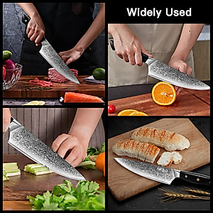 NFSQ Chef Knife Ultra Sharp Kitchen Knife Set 8-Piece, Premium High Carbon Stainless Steel Chefs Knife Set, Ergonomic Handle Professional Knives Set for Kitchen with Gift Box