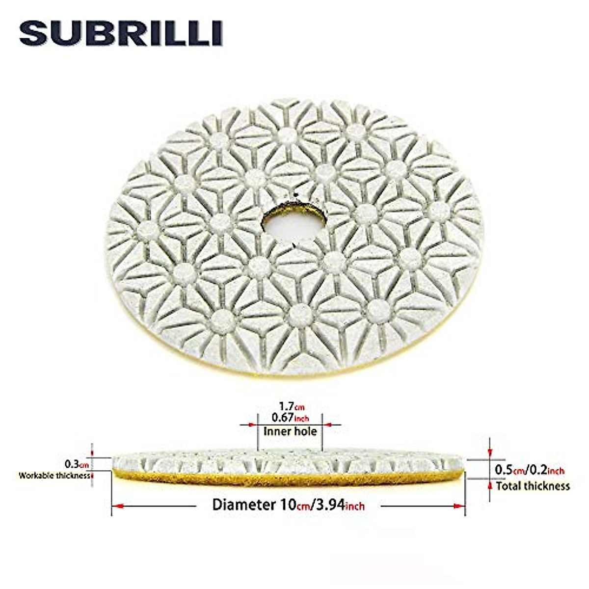 Dry/Wet 3 Step Diamond Polishing Pads 4-inch for Granite Marble Quartz Concrete