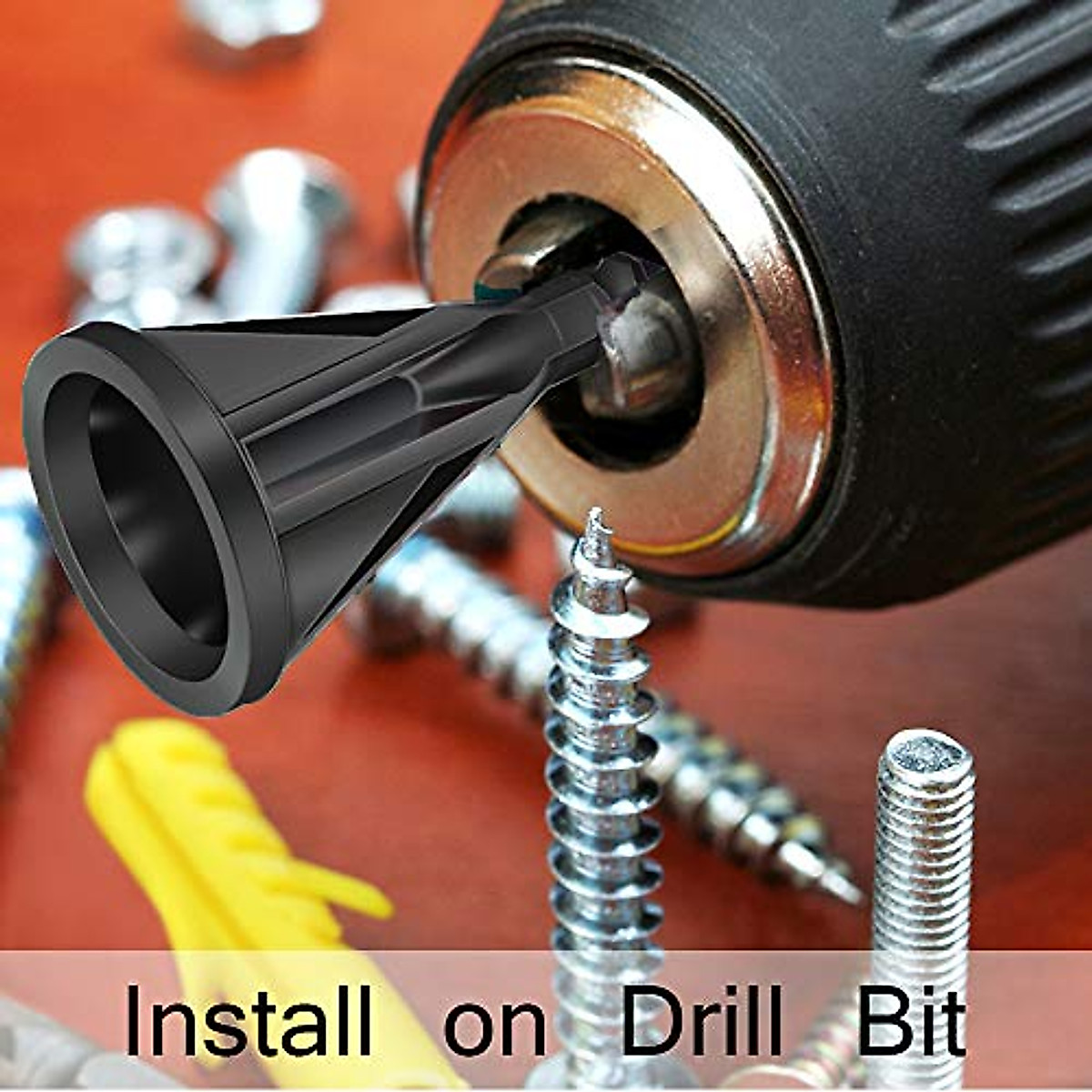 Deburring External Chamfer Tool HSS for Drill Bit, Remove Burr Repairs Tools Remove Burr Drill Bit, Metal External Chamfer Hexagon Shank Deburring Tool (Black 2 pak)