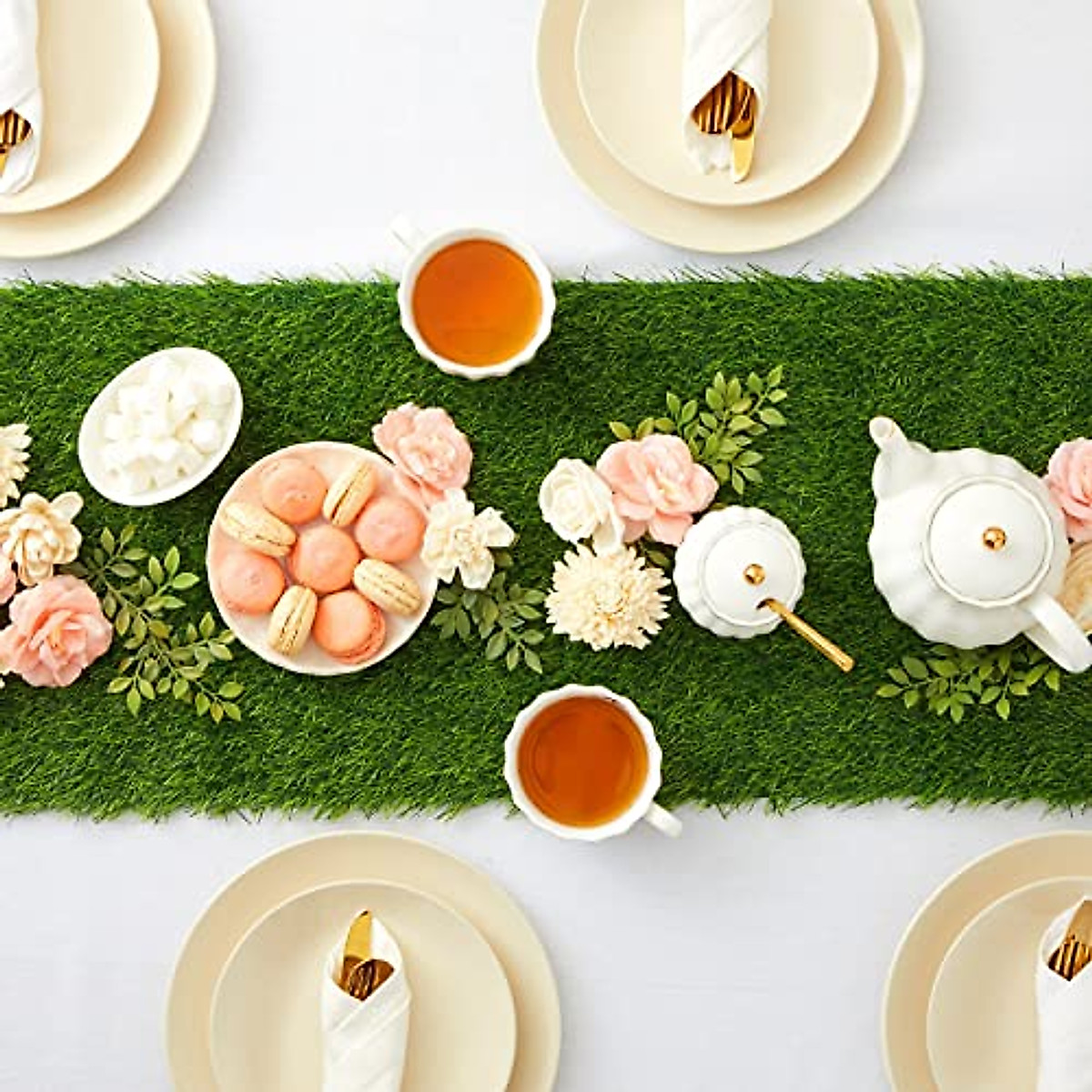 14x48-Inch Faux Grass Table Runner for Spring, Summer Table Centerpieces, Wedding Banquets, Sports-Themed Parties, Celebrations, Rustic-Style Decor (20mm Pile Height)