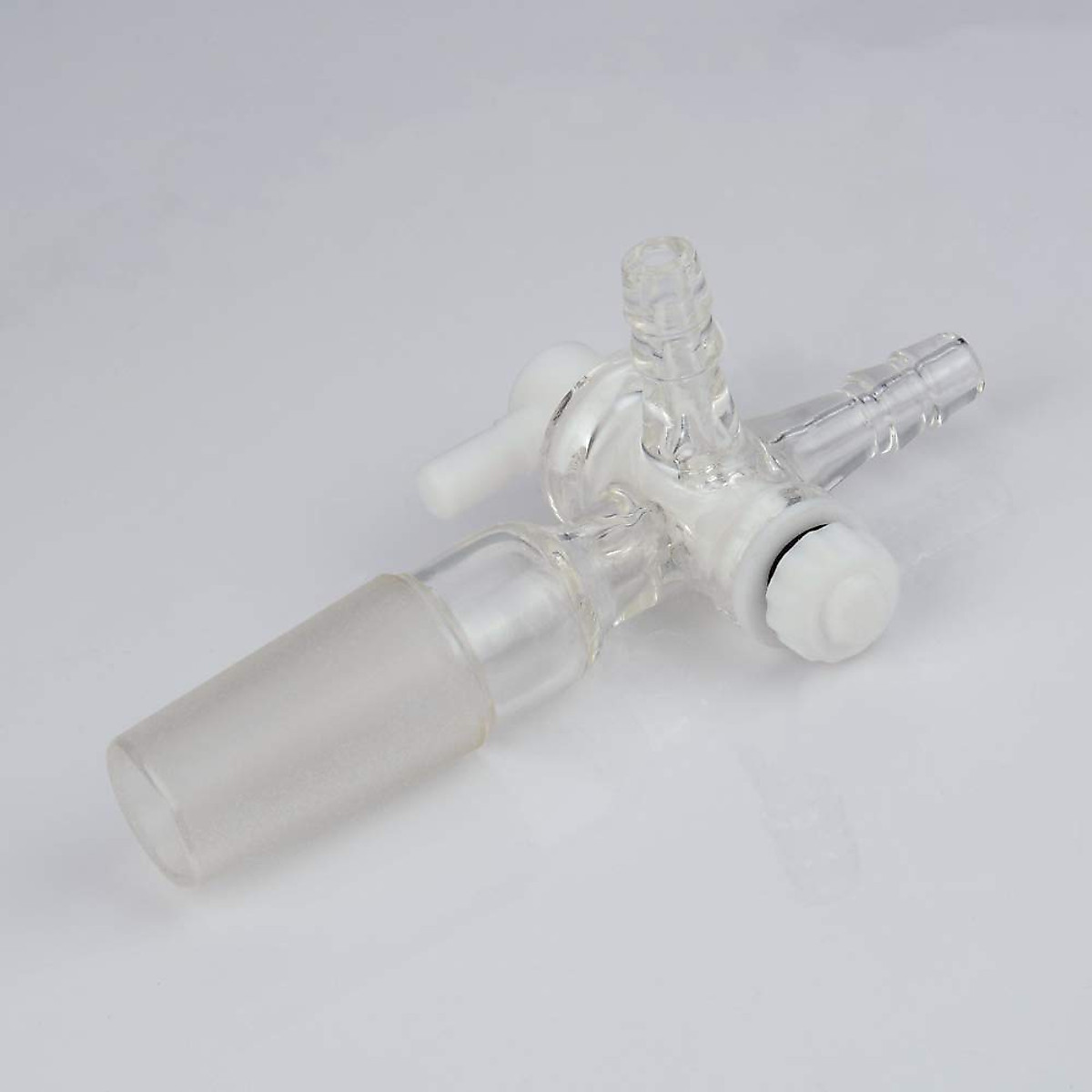 StonyLab Vacuum Glass 3-Way Flow Control Adapter, Borosilicate Glass Adapter with Standard 24/40 Taper Joint and PTFE Stopcock for Laboratory