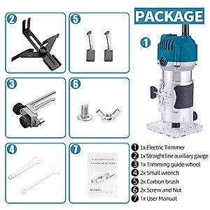 Wood Router,Router Tool Wood Trimmer Router Electric Hand Trimmer Laminate Milling Engraving Hand Machine Joiner Tool Electric for Slotting Trimming Carving 110V 800W 30000R/MIN(Blue)