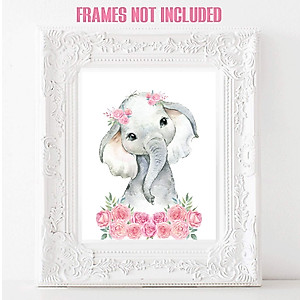 Elephant Bedroom Wall Art Decor for Nursery | Decorative & Easy to Frame Printed Pictures 8x10-inch | 3 - (UNFRAMED) Prints Nursery or Girl's Bedroom