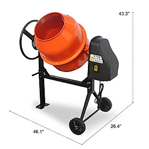 Oarlike 4.2 Cu Ft Electric Concrete Mixer Portable Cement Mixing Machine for Stucco, Mortar Seeds with Wheel and Stand