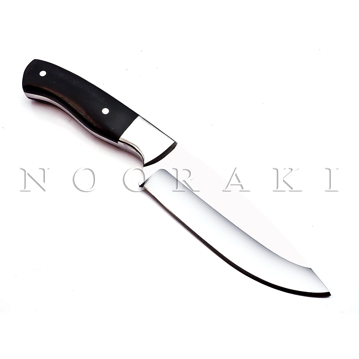Nooraki HK-321 Knives 9-inch Overall, Beast Hunter, Hunting Knife - Full Tang Fixed Blade D2 Steel - Black Micarta Handle with PREMUM Quality Cow Hide Leather Sheath (D2 Steel)