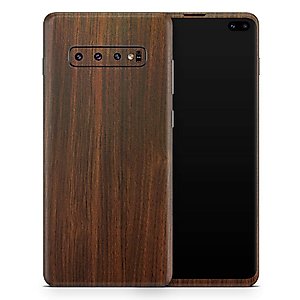 DesignSkinz Dark Walnut Stained Wood Protective Vinyl Decal Wrap Skin Cover Compatible with The Samsung Galaxy S20 (Screen Trim & Back Glass Skin)