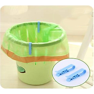 Wanton Trash Can Waste Basket Garbage Bin Clamp Garbage Rubbish Bag Clip Anti-Slip Fixation Clip Holder Blue