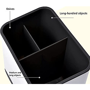 Tengfy Utensil Holder for Kitchen Counter Spoon Holder Silverware Holder Utensil Caddy Cutlery Drainer Sink Caddy-Black