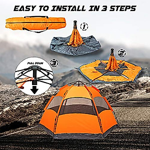 BornTech 1 Minute Instant Easy Setup Pop Up Camping Tent Light Weight Backpacking Tent Waterproof Windproof for Camping, Hiking, Outdoor Festivals, Beach (Fit up to 3 Adults or 6 Kids)