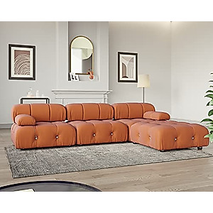 Sdorens Modern Velvet Sectional Sofa, L Shape Minimalist Modular Sofa Couch, Convertible Sofa Couch for Living Room, Apartment