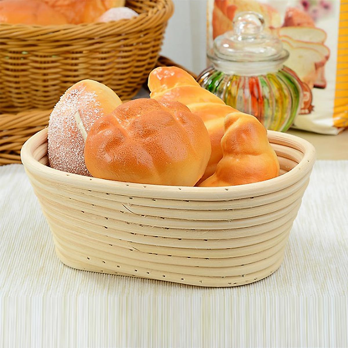 Bread Proofing Basket Oval Shaped: Basket Sourdough Proofing Baskets Oval Proofing Bowls with Liners for Professional Home Artisan Sourdough Bread Baking Supplies