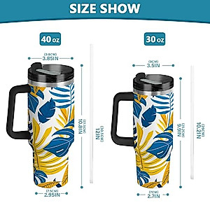 FRCSDIY Leaves Insulated Tumbler with Handle and Straw Lid,30oz Leakproof Stainless Steel Cup BPA-Free Water Bottle