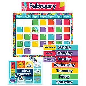 Carson Dellosa One World Calendar Bulletin Board Set, Monthly Wall Calendar With Numbers and Birthdays Cover Ups, Colorful Decor, Seasons, Weather, and Days of the Week Chart, Classroom Decor (134 pc)