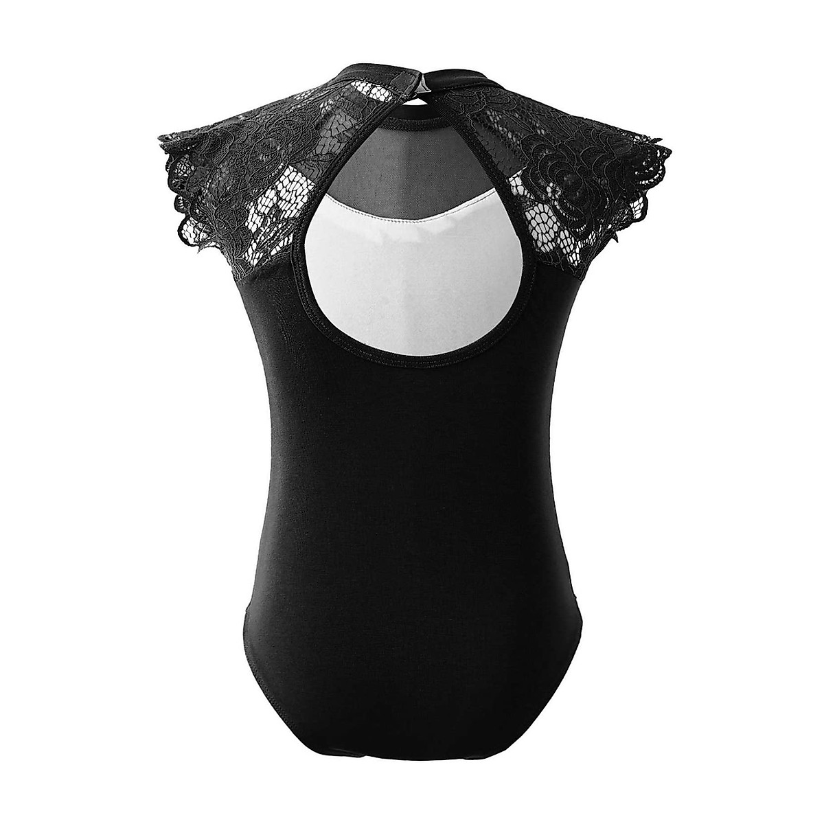 Jizyo Girls Sleeveless Lace Splice Gymnastics Ballet Dance Leotard One-Piece Unitard Biketard Bodysuit Ballerina Dancewear Black 9-10 Years