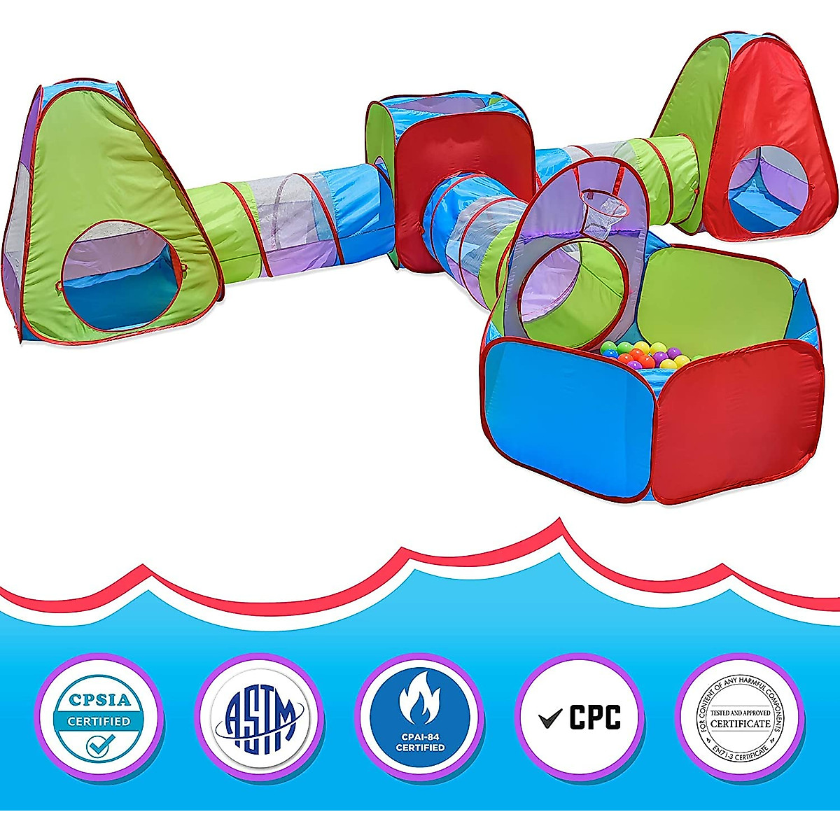 Hide and Slide 7pc Kids Ball Pit Play Tent and 20 Balls, Toddler Jungle Gym Play Tent Crawl Tunnel Toy for Babies Infant Children, Birthday Gift Girls Boys, Indoor Outdoor Gift, Portable Play Center