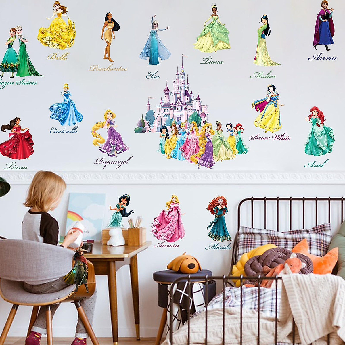Hesogiva Princess Wall Decals for Baby Girls Boys Kids, Peel and Stick Wall Stickers Art Decor for Children's Bedroom Living Room Classroom Playroom Nursery Decoration, Style a, Hesogiva000