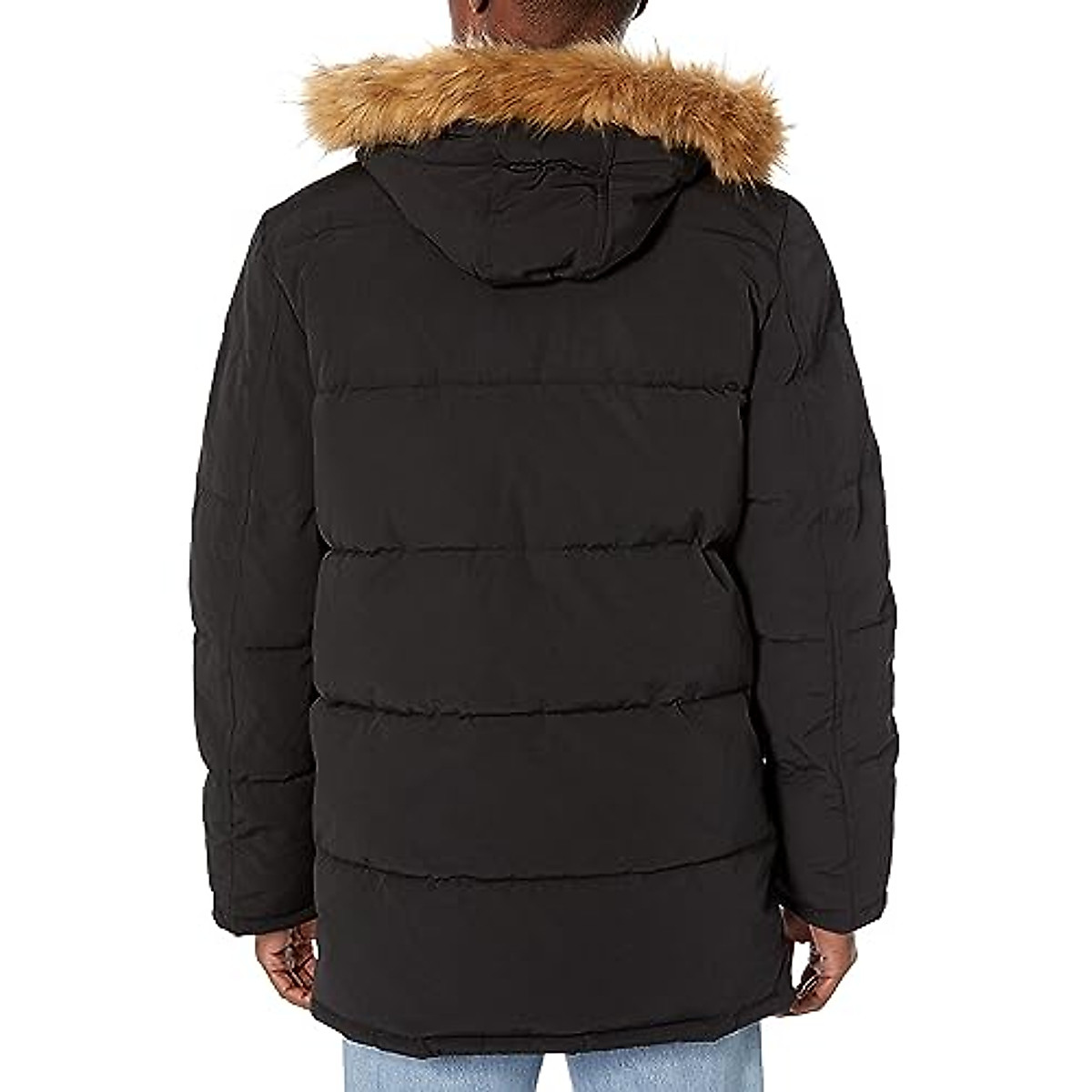 Tommy Hilfiger mens Arctic Cloth Full Length Quilted Snorkel Jacket Down Alternative Outerwear Coat, Black, Large US