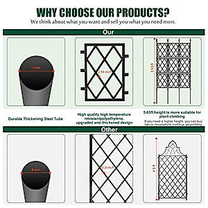 WellSign Garden Trellis for Climbing Plants Outdoor and Indoor 63inch, Sturdy Rustproof Coated Metal Support Fence Climbing Frame with 20 Reusable Ties for Ivy Vines Vegetable Flower 1Pack