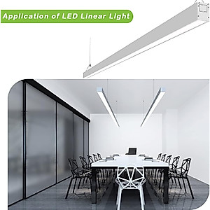 hykolity 8FT Linkable LED Linear Light, 80W 9200lm 3000K/4000K/5000K CCT Selectable, 0-10V Dimmable Architectural LED Suspension Office Lighting Fixture for Market, Garage, ETL,4 Pack - Silver