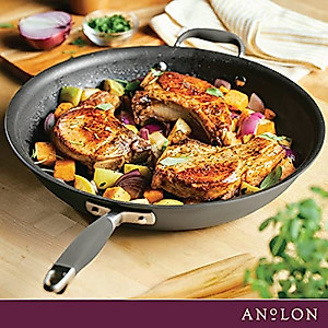 Anolon Advanced Home Hard Anodized Nonstick Frying Pan/Skillet with Helper Handle, 14.5 Inch, Moonstone