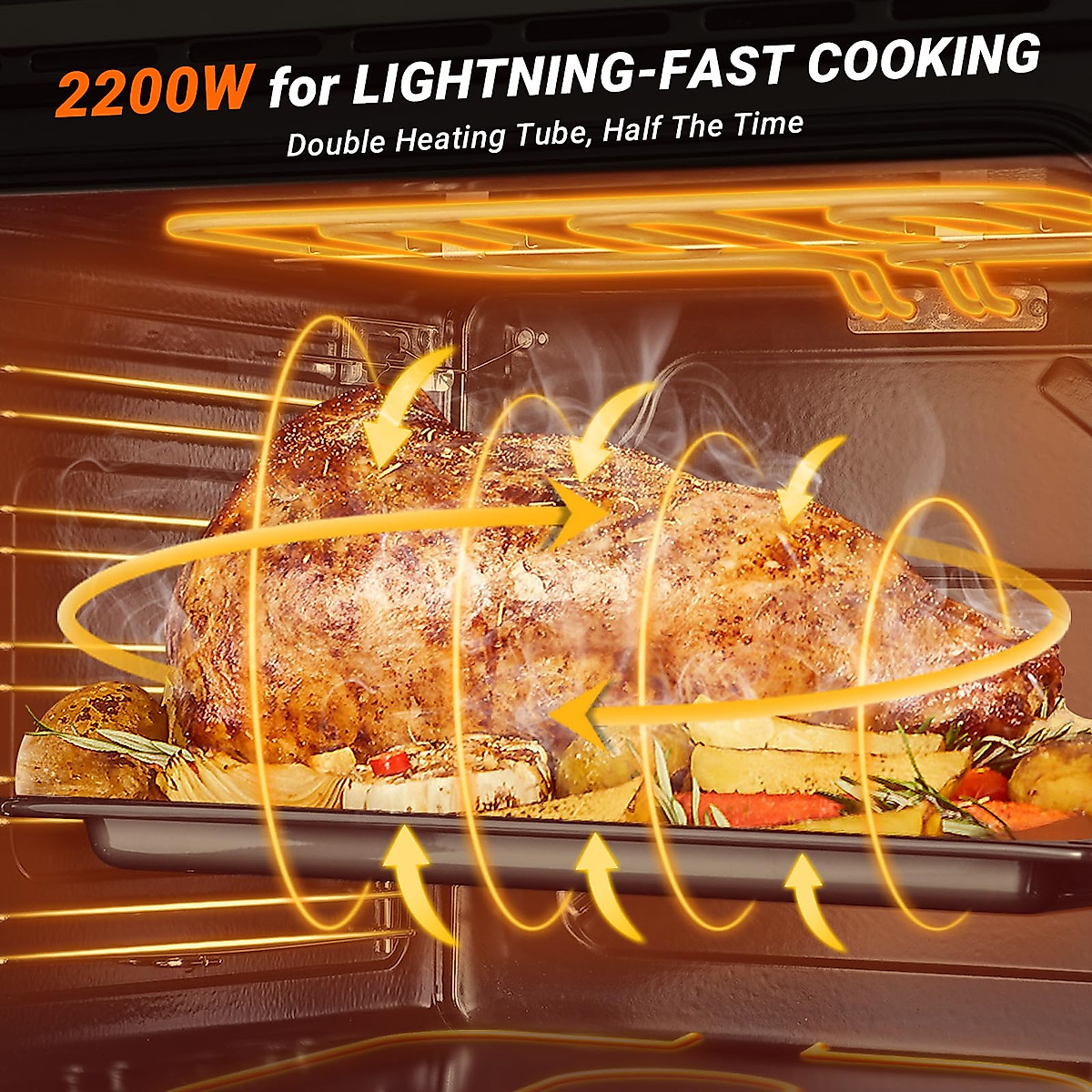 AMZCHEF 24" Single Wall Oven, 2.65 Cu.ft. Built-in Electric Wall Oven with 5 Cooking Functions, 360° ROTATING ROTISSERIE, 2200W, Mechanical Knobs Control, Timer, Stainless Steel Wall Oven for Kitchen