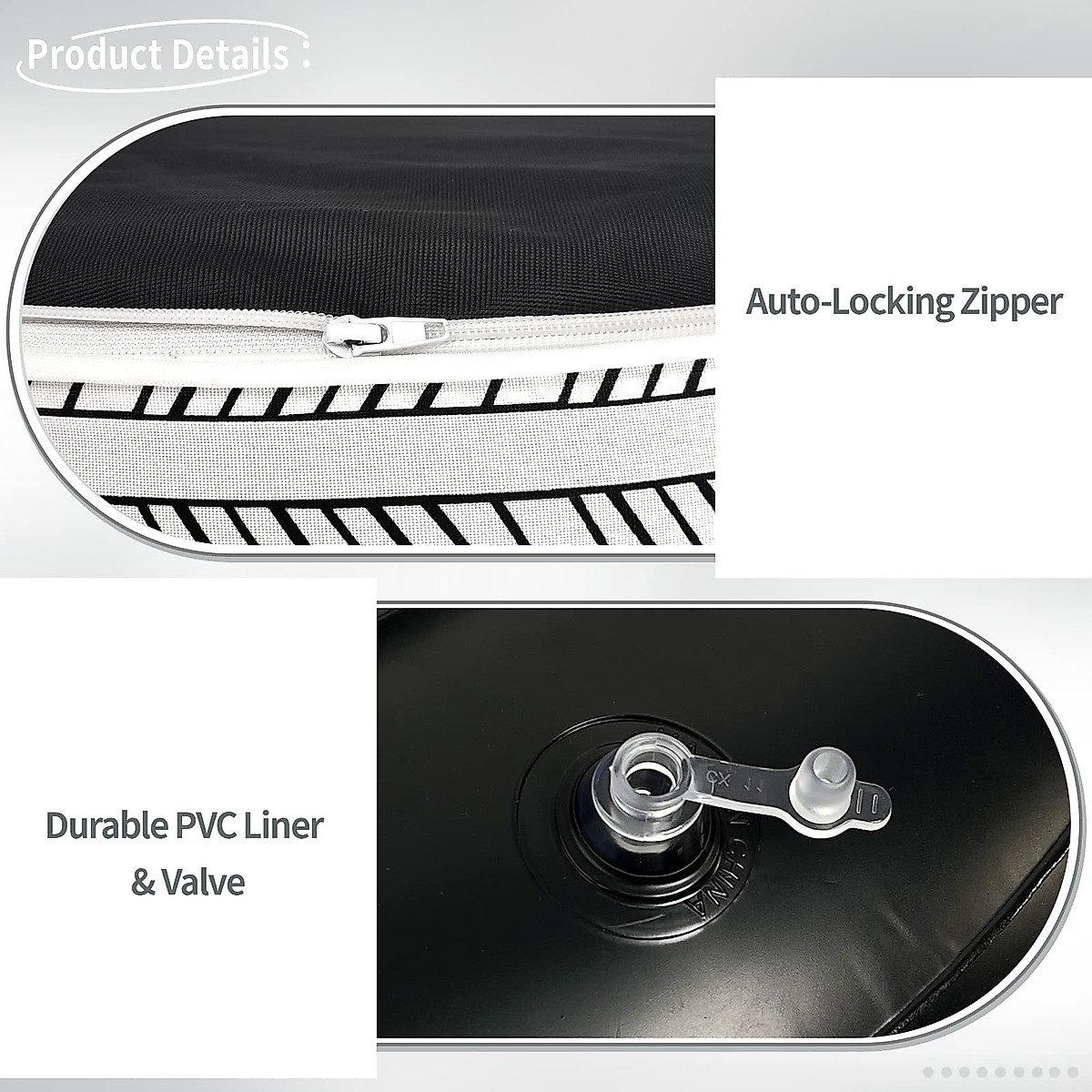 TWLEAR Indoor/Outdoor Inflatable Ottoman D21 x H9 inch, Round Footstool Inflatable Foot Rest Ottoman with Handle, Portable Ottoman Pouf for Patio, Garden, Camping, Home, Herringbone Black White