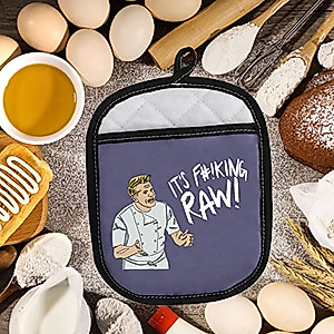 WZMPA Funny Cooking TV Show Pot Holders TV Show Fans Gift TV Show Oven Mitts It's Raw Kitchen Oven Glove BBQ Gloves for Friend Family (It's Raw Holder)