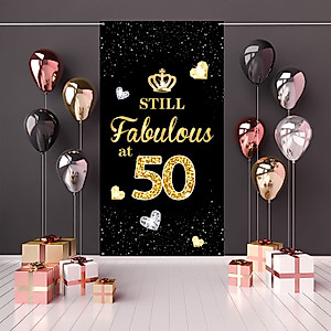 Still Fabulous at 50 Door Banner, Women Happy 50th Birthday Sign Party Door Banner Decorations, Cheers to 50 Years Door Cover Party Decorations