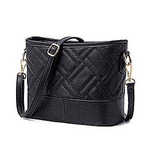 Shaelyka Small Crossbody Bags for Women, Leather Shoulder Bag Purse Water Resistant, Black