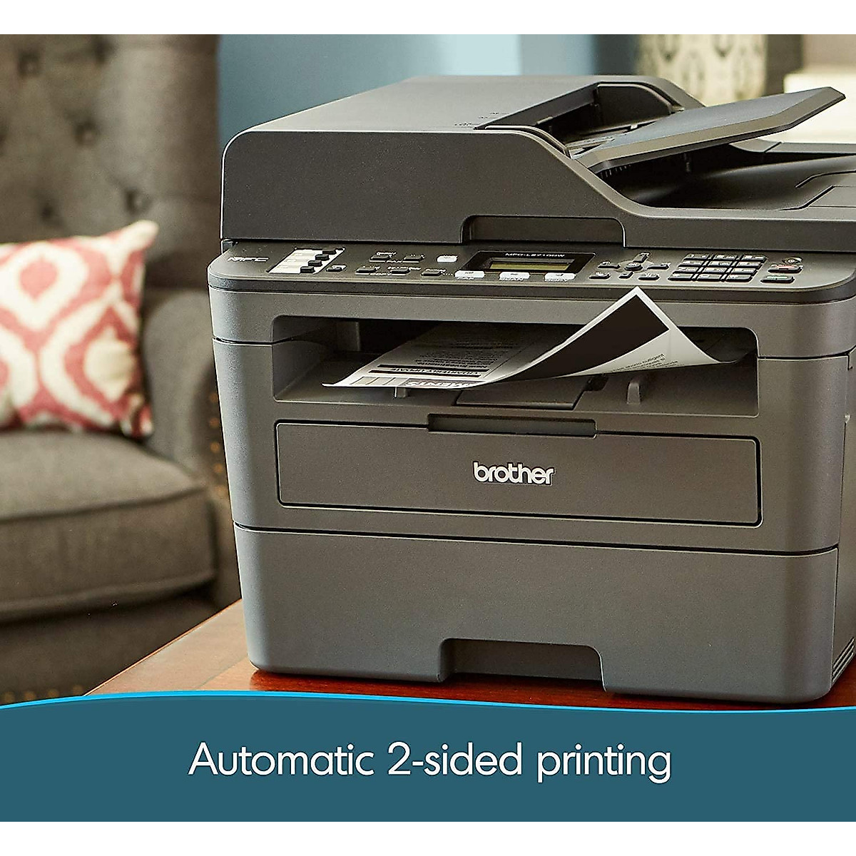 Brother MFC-L27 10DW Series Compact Wireless Monochrome Laser All-in-One Printer - Print Copy Scan Fax - Mobile Printing - Auto Duplex Printing - Print Up to 32 Pages/Min - ADF + HDMI Cable