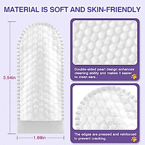 65pcs Pet Ear Cleaning Finger Wipes Cat Dog Ear Wipes Cleaner Cat and Dog Care Remove Earwax Debris Deodorize Relieve Ear Itching and Inflammation Non-Irritating Easy to Use Plant Fragrance