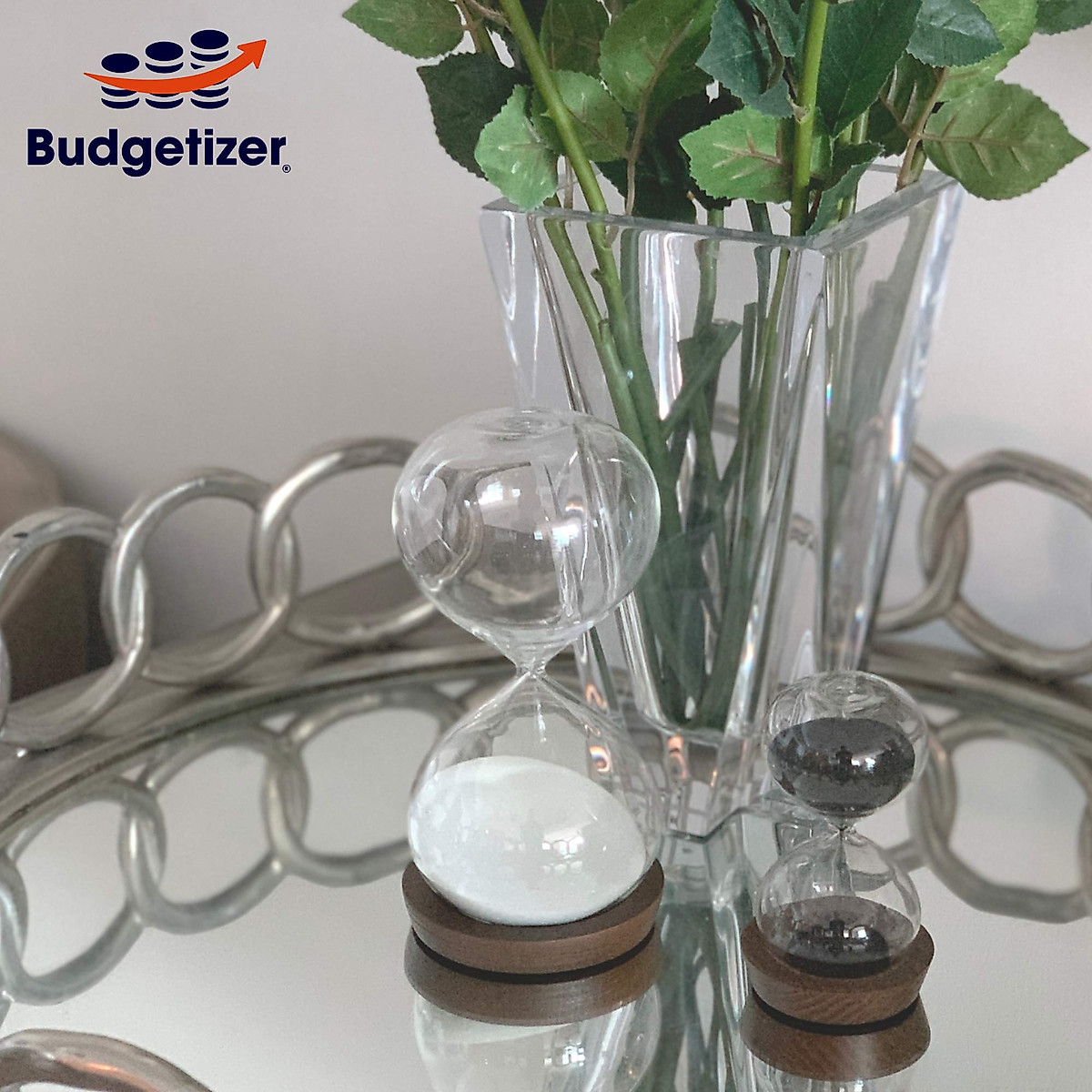 Sand Hourglass Timer Hour Glass– with Balls Desk Toy Sculpture – 30 min and 5 Minute Sand Clock for Office, Home, Desk Decor (Black and White)