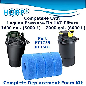 HQRP 4-Pack Foam Sponge Filter Media Compatible with Laguna Pressure-Flo 1400 gal. (5000 L) and 2000 gal. (6000 L) UVC Filters, Part PT1736 PT1503 Replacement