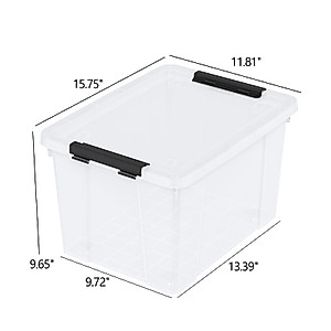 Afromy 22 Qt Latching Storage Box, Stackable Bin with Latch Lid, Plastic Storage Container Tote, Clear, 4-Pack