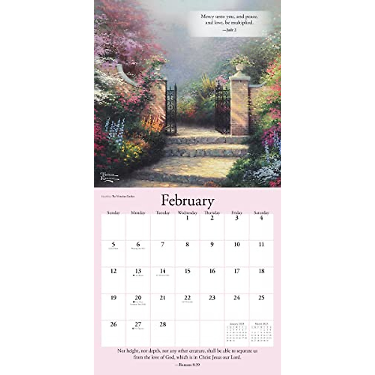 Thomas Kinkade Gardens of Grace with Scripture 2023 Wall Calendar