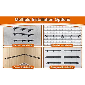 WAREYEASY 3 Tier 1.3x4ft Garage Storage Shelving Wall Mounted,Loads 900 lbs Heavy Duty Garage Shelving,15.6-inch-by-48-inch Black Metal Wall Shelf,Sturdy Garage Storage Rack