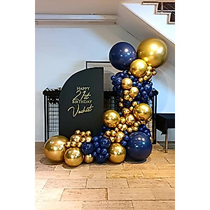 Navy Blue Balloons Arch Garland Kit 119pcs Chrome Gold Balloons for Wedding Graduation Birthday Party Decor