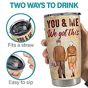 SANDJEST Valentines Day Gift for Him Tumbler 20oz Stainless Steel Double Wall Insulated Couple Travel Mug Gifts for Husband Wedding Birthday Christmas Anniversary Tumbler Gifts for Men