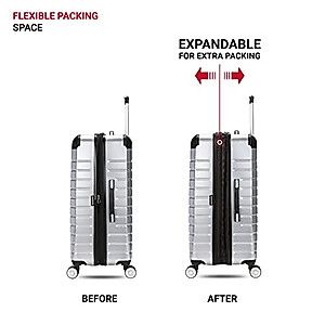 SwissGear 7782 Hardside Expandable Luggage with Spinner Wheels, Silver, Checked-Medium 24-Inch