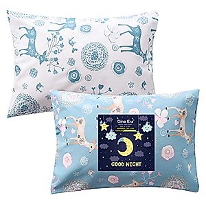 Gina Era Toddler Pillowcase,(2 Pack) 100% Cotton Pillowcase, Size:14 * 19 inch,Fits Kids Pillows Sized 13 x 18 or 12 x 16 - Machine Washable (Style4)