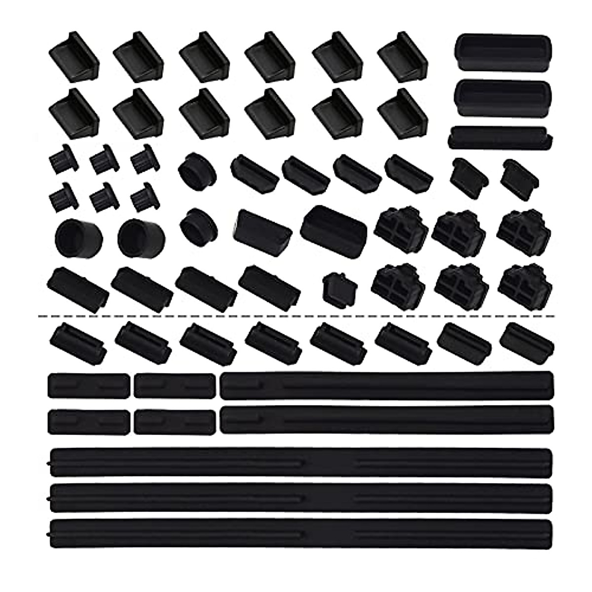 Anti Dust Plug,HFEIX Silicone Cap Computer Port Cover PC Interface Stopper Socket Protecor Kit Black (Black 61)