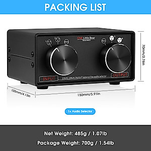 Nobsound Little Bear MC3 3-IN-3-OUT XLR Balanced/RCA Stereo Converter Audio Selector Splitter Box Passive Preamp XLR to RCA Audio Switch (XLR & RCA)