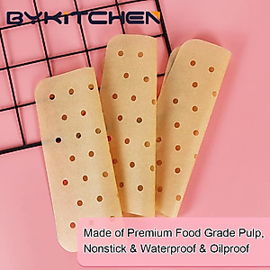 BYKITCHEN Parchment Paper for DZ201 Dual Air Fryer, Unbleached Small Rectangle Perforated Double Air Fryer Liners for Ninja Dual Basket, Ninja Dual Air Fryer Accessories(Set of 100)