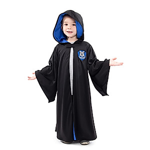 Little Adventures Blue Hooded Wizard Robe Dress Up Costume (L/XL (Age 5-9)) - Machine Washable Child Pretend Play and Party Dress-Up Costume with No Glitter