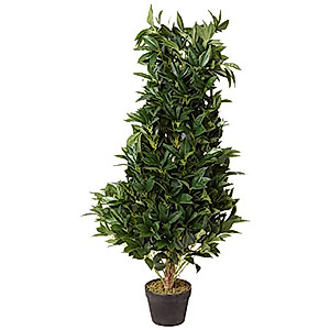 Nearly Natural 4-Ft. Bay Leaf Artificial Topiary UV Resistant (Indoor/Outdoor) Silk Trees, Green