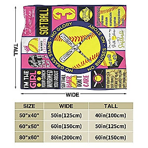 BAIVEAV Softball Blanket Throw Sport Lover Throw Plush Fleece Sherpa Bed Blanket for Kids Adults Cozy Plush Throw Soft Blanket for Couch Sofa Bedding Living Room 50"x40"