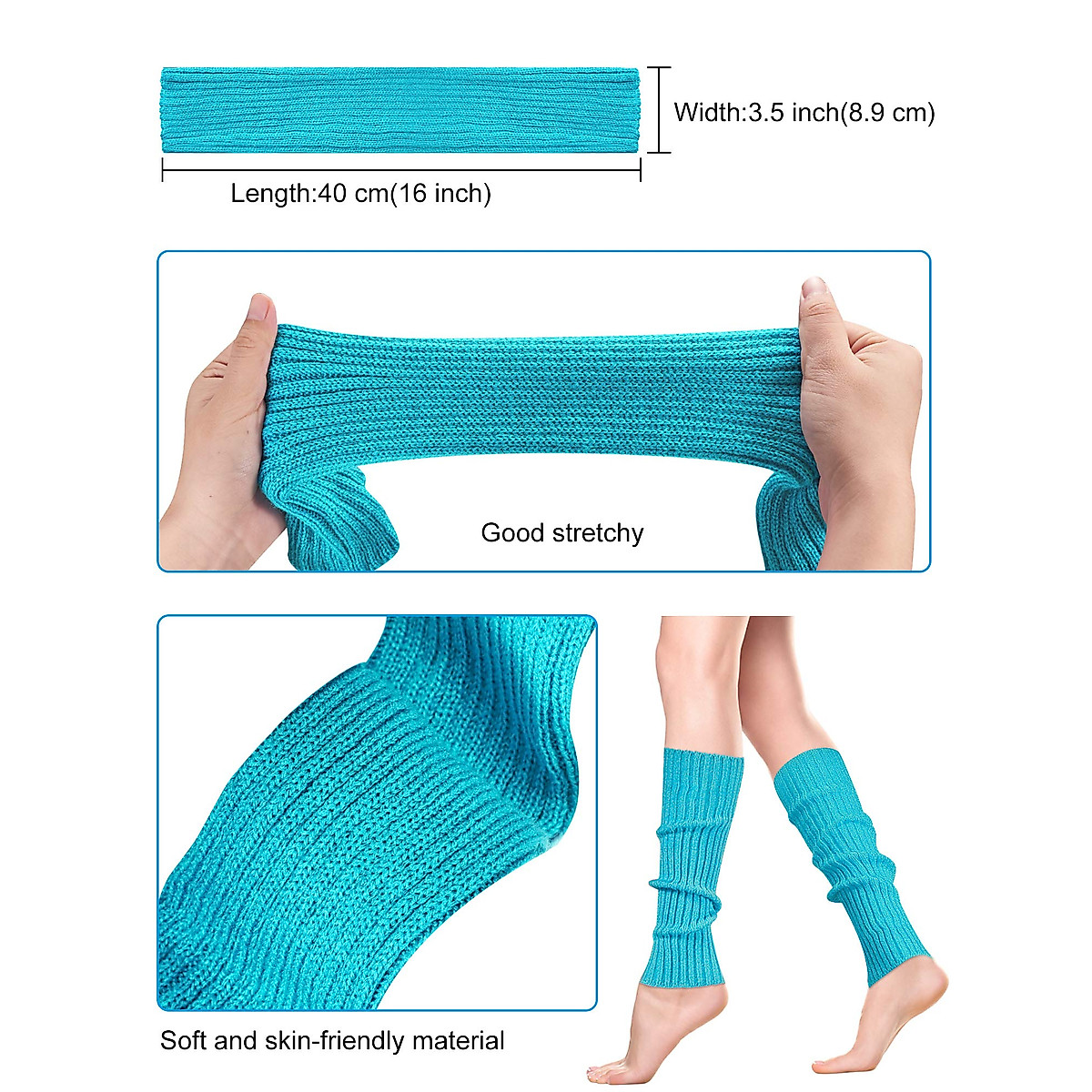 SATINIOR 8 Pairs Women Knit Leg Warmers 80s Eighty's Ribbed Leg Warmers for Party Sports