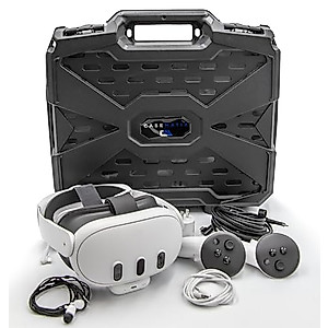 CASEMATIX Hard Shell Travel Case Compatible with Meta Quest 3S, Meta Quest 3 and 2 VR Headset - Fits 256GB, 128GB and 64GB Models with Custom Compartments for Accessories Like Controllers and Cables